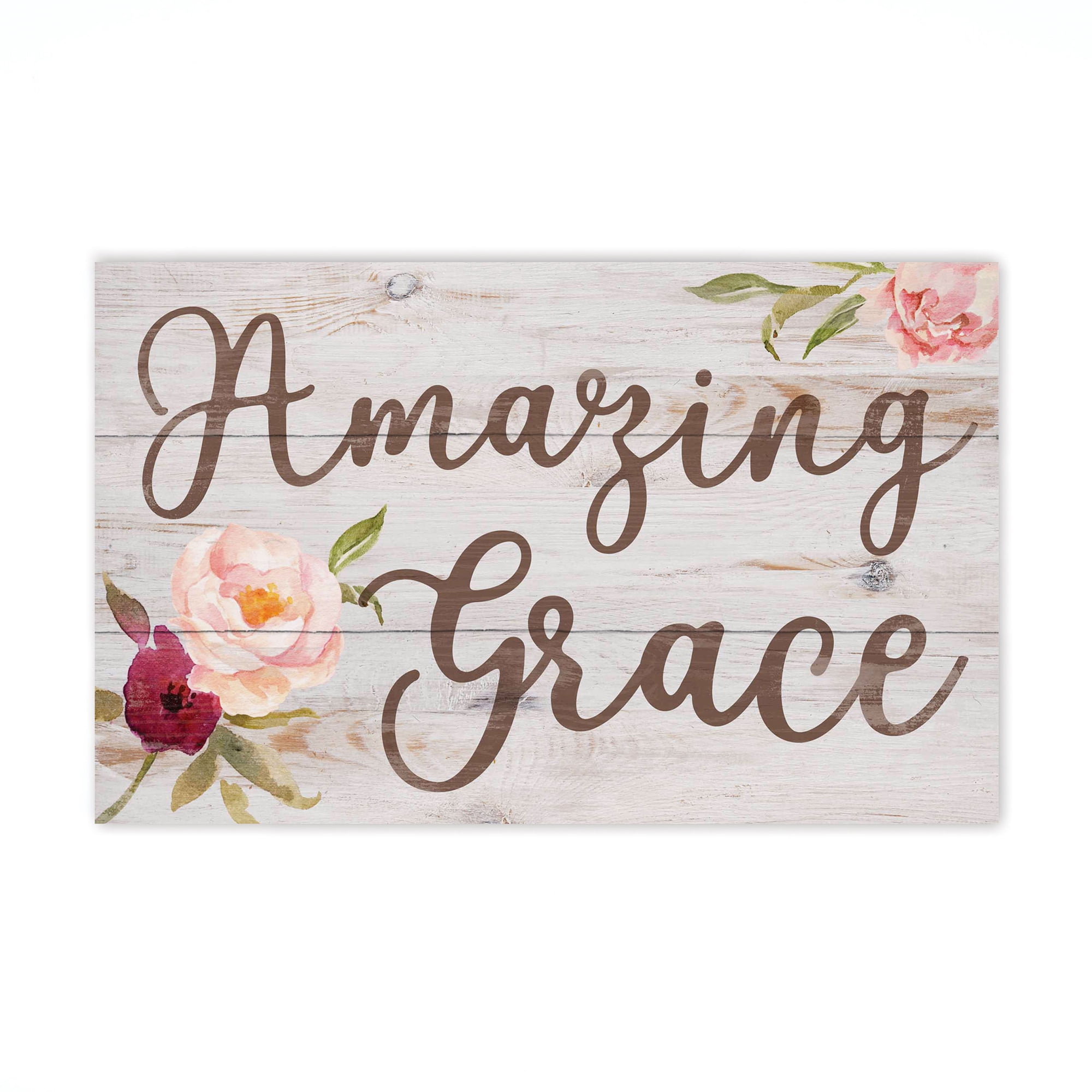 Amazing Grace Floral Whitewash 17 x 10.5 Wood Pallet Wall Plaque Sign ...