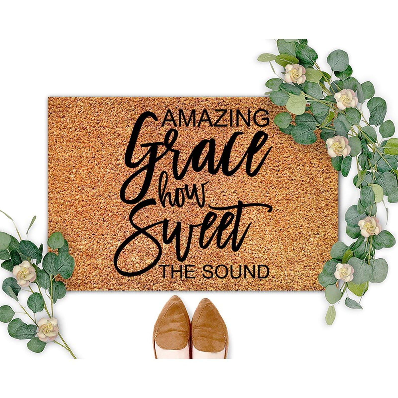 Amazing Grace How Sweet The Sound Coir Door Mat Door Mats Bible Verse ...
