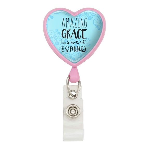 Amazing Grace How Sweet The Sound Heart Lanyard Retractable Reel Badge ...