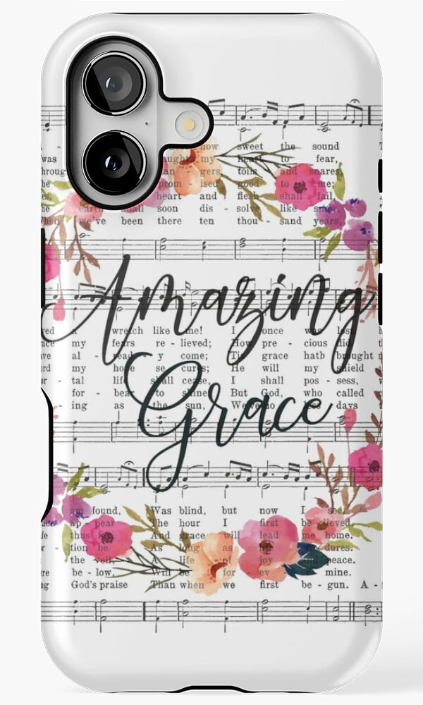 Amazing Grace Hymn Floral Wreath Phone Case for iPhone 11 12 13 14 15 ...