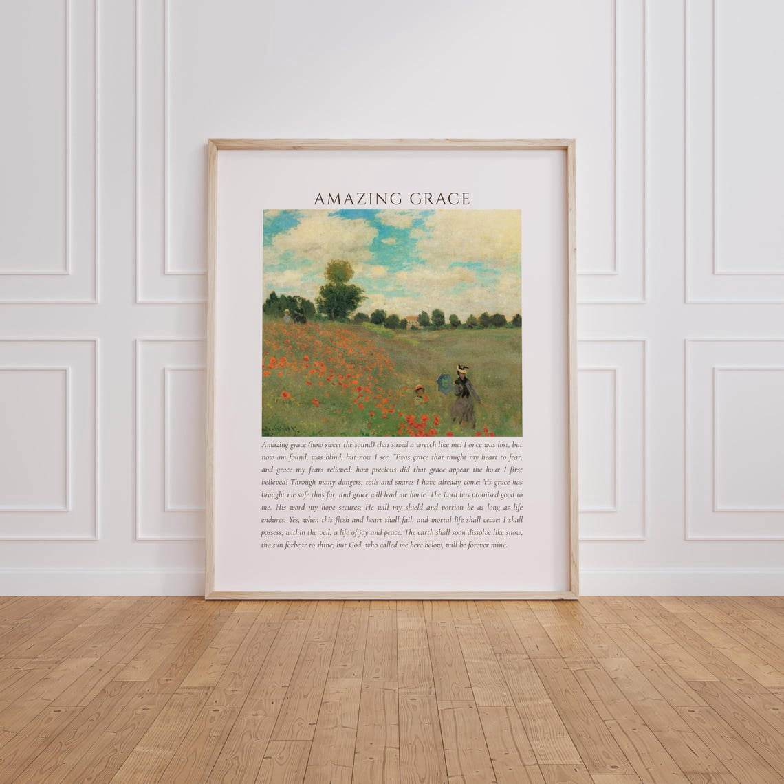 Amazing Grace Hymn Wall Art Christian Lyric Vintage Monet Decor ...