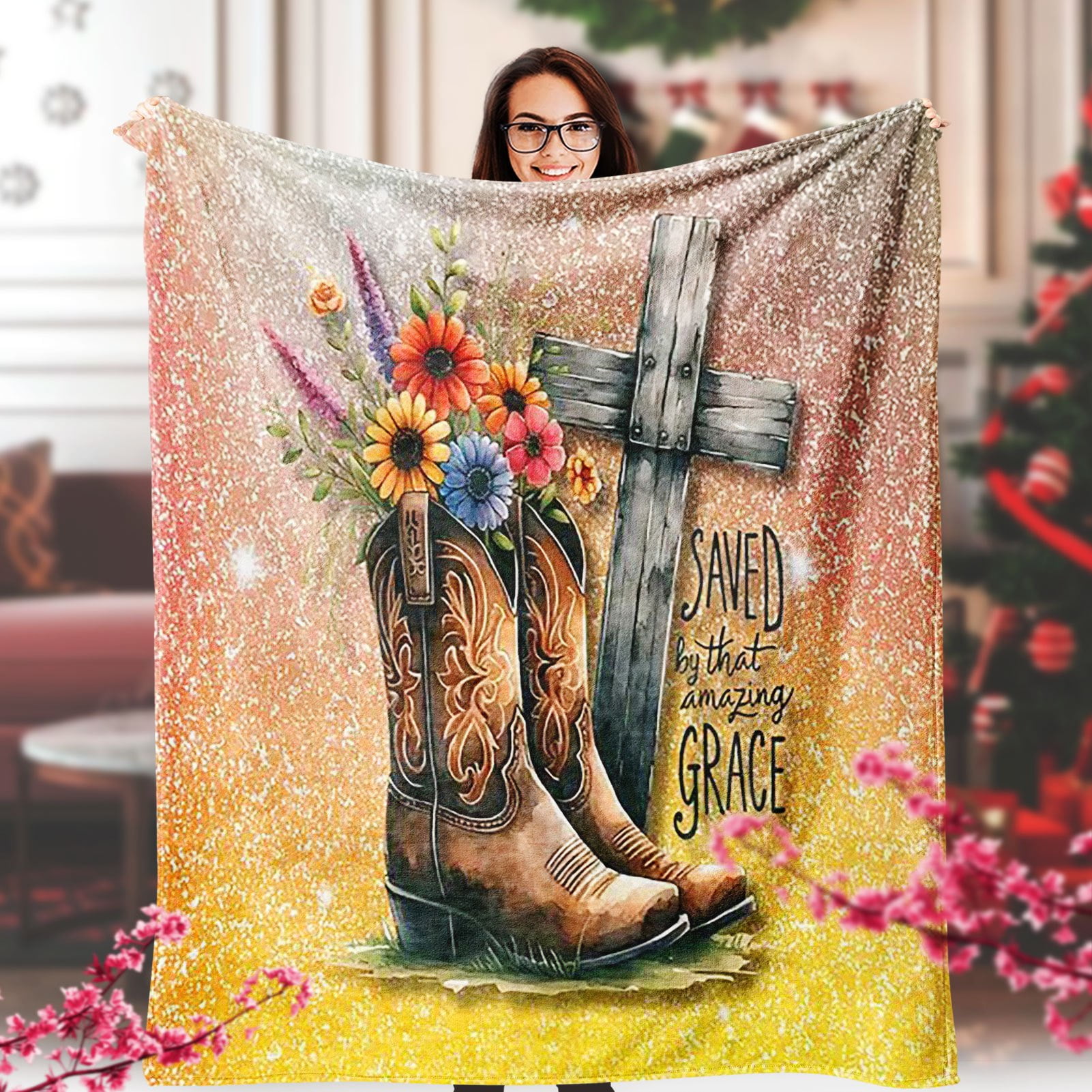 Amazing Grace Inspirational Christian Gift Soft Flannel Throw Blanket ...
