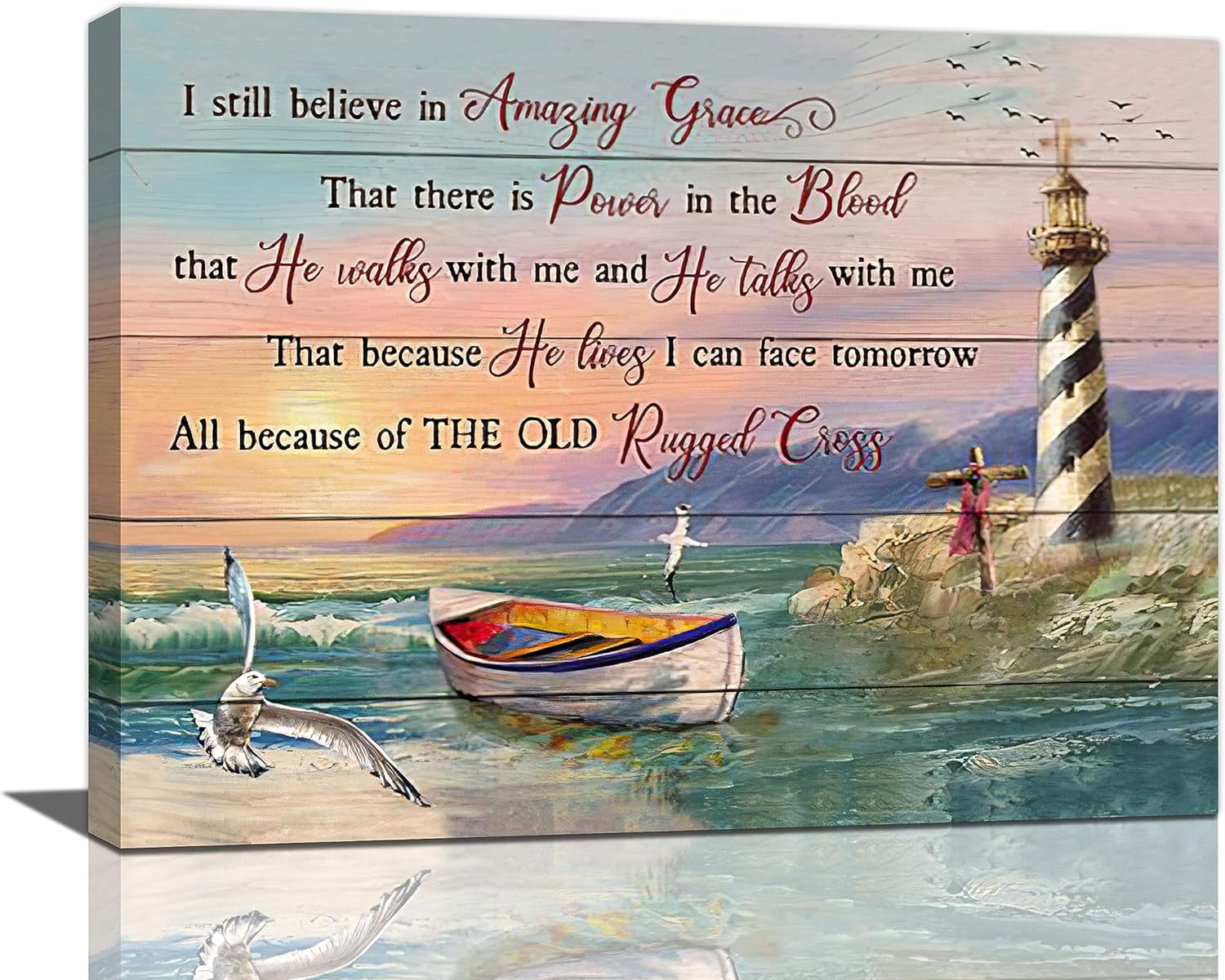 Amazing Grace Lighthouse Wall Art Christian Scripture Bible Verse Wall ...