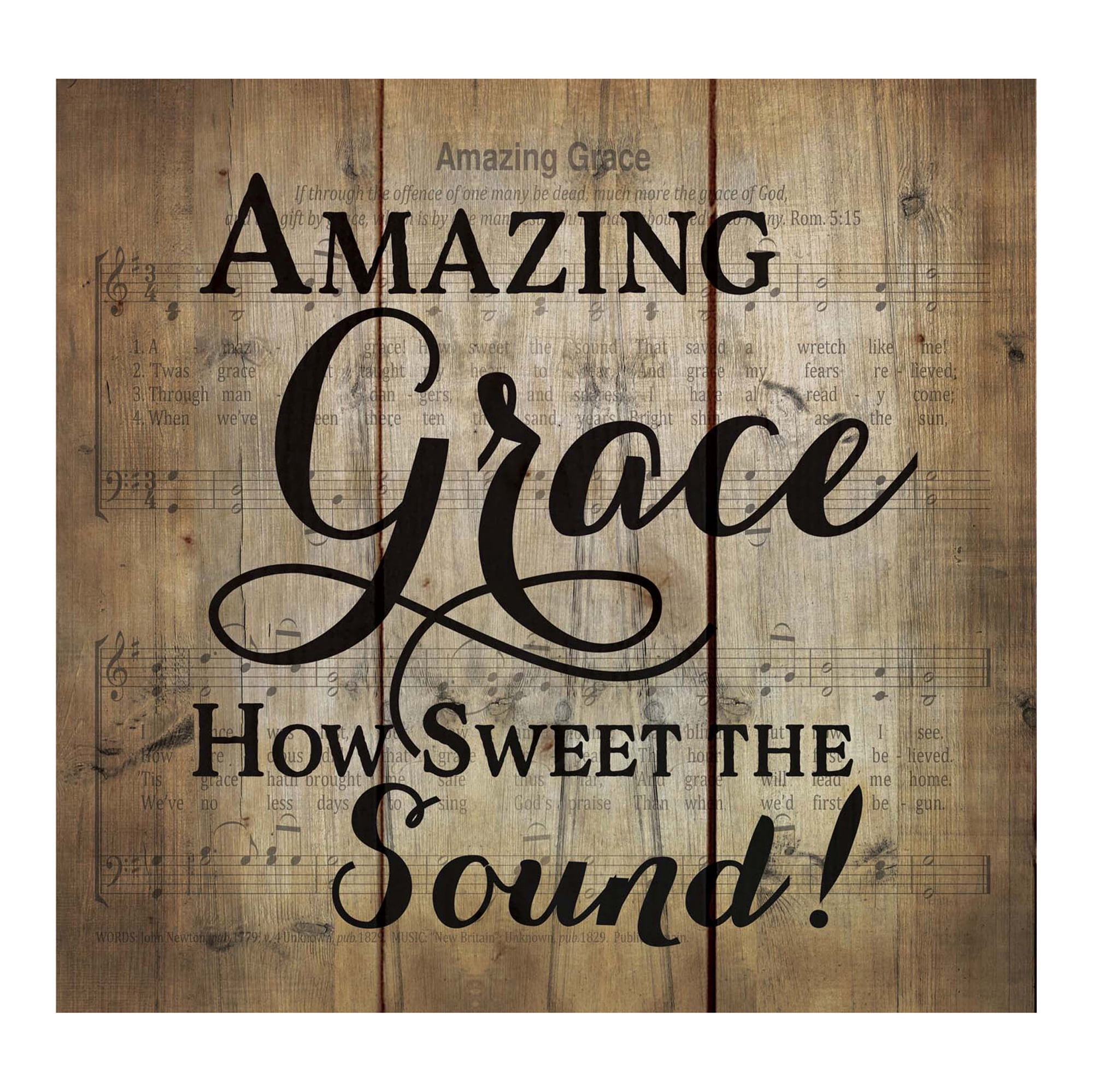 Amazing Grace Old Fashion Hymn Sheet Music Design 10 x 11 Wood Pallet ...