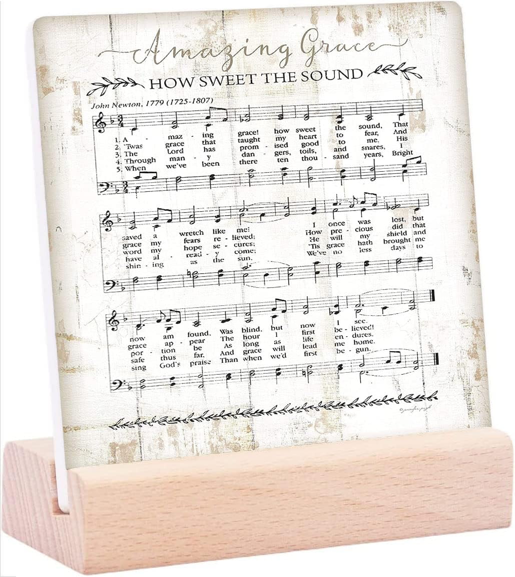 Amazing Grace Sheet Music Rustic Tabletop Sign Ceramic Table Plaque ...