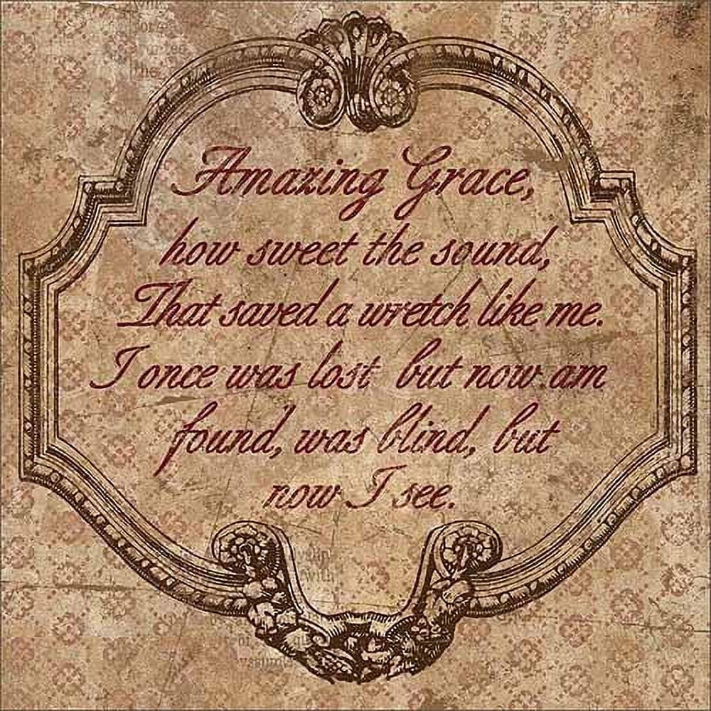 EAZL Amazing Grace Religious Typography Tan & Red Canvas Art by Pied ...