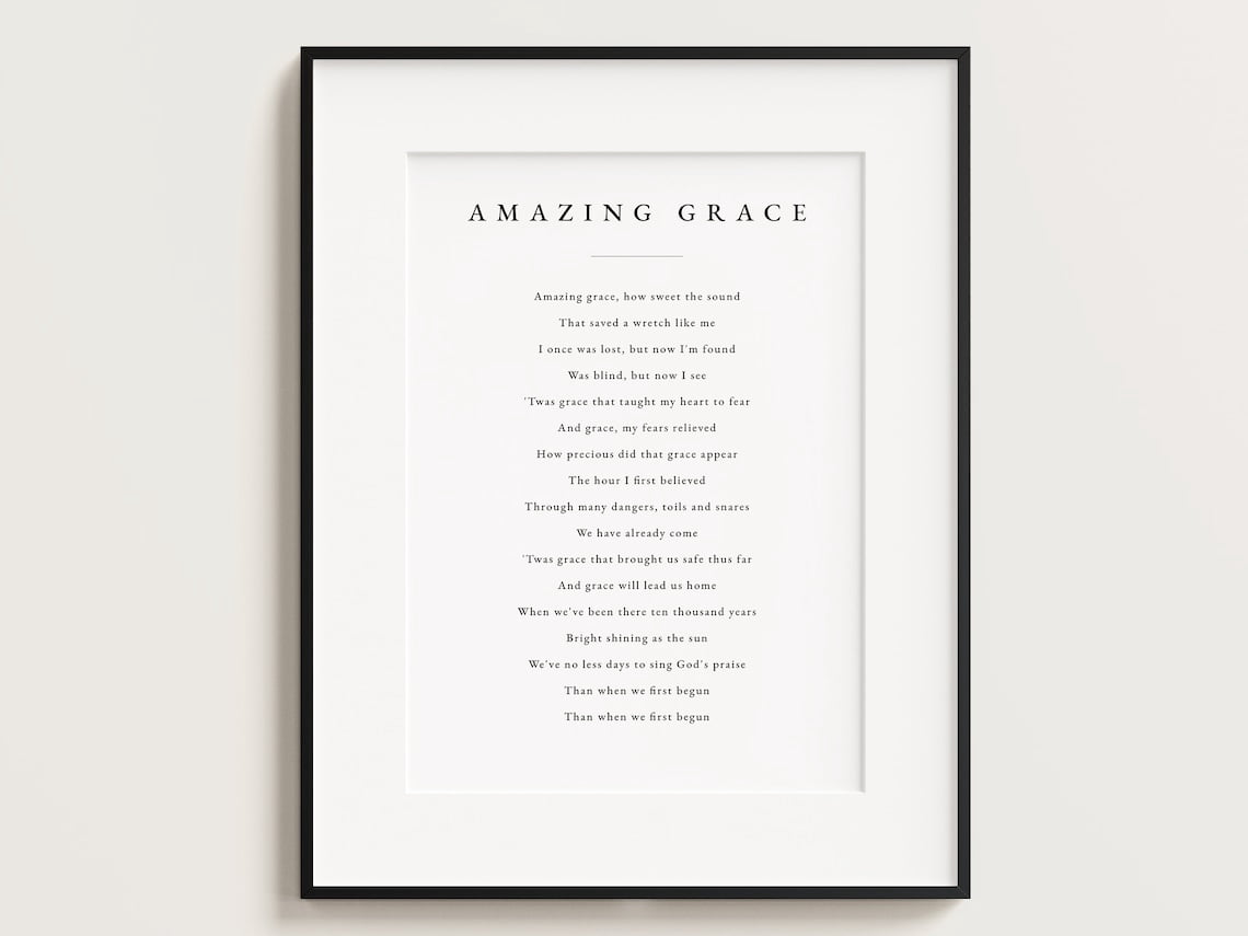 Amazing Grace Wall Art Amazing Grace Wall Decor Christian Hymn Amazing ...