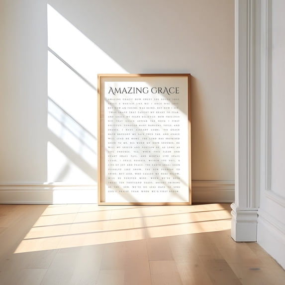 Amazing Grace Wall Art Christian Hymn Christian Home Decor Minimal ...