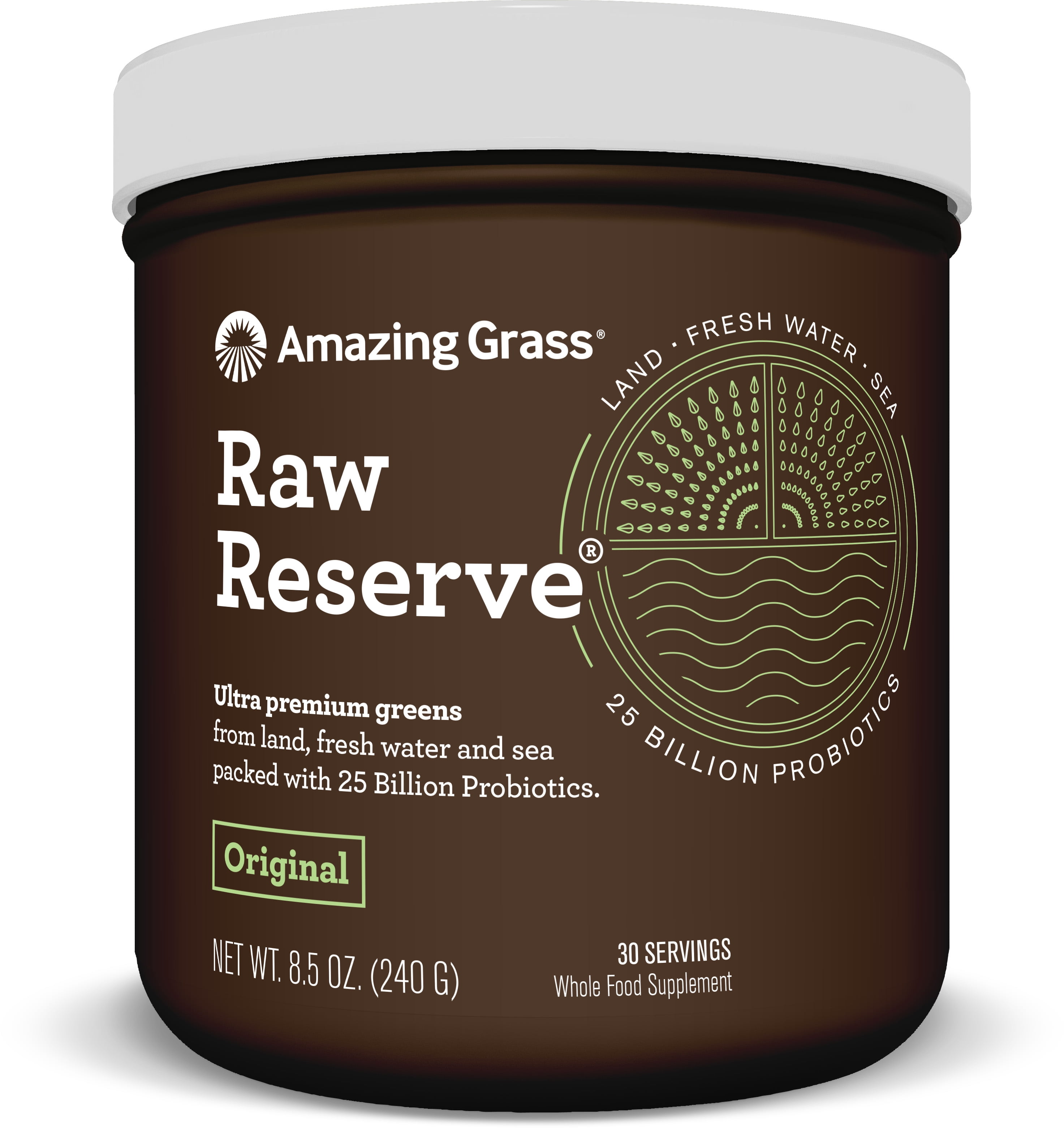 Amazing Grass Raw Reserve Green Superfood Powder, Original, 30 Servings ...