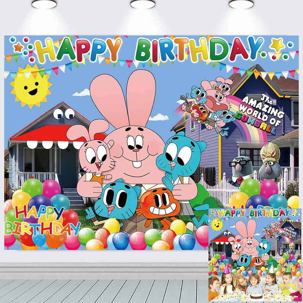 Amazing Gumball World Backdrop Background Banner Birthday Party ...
