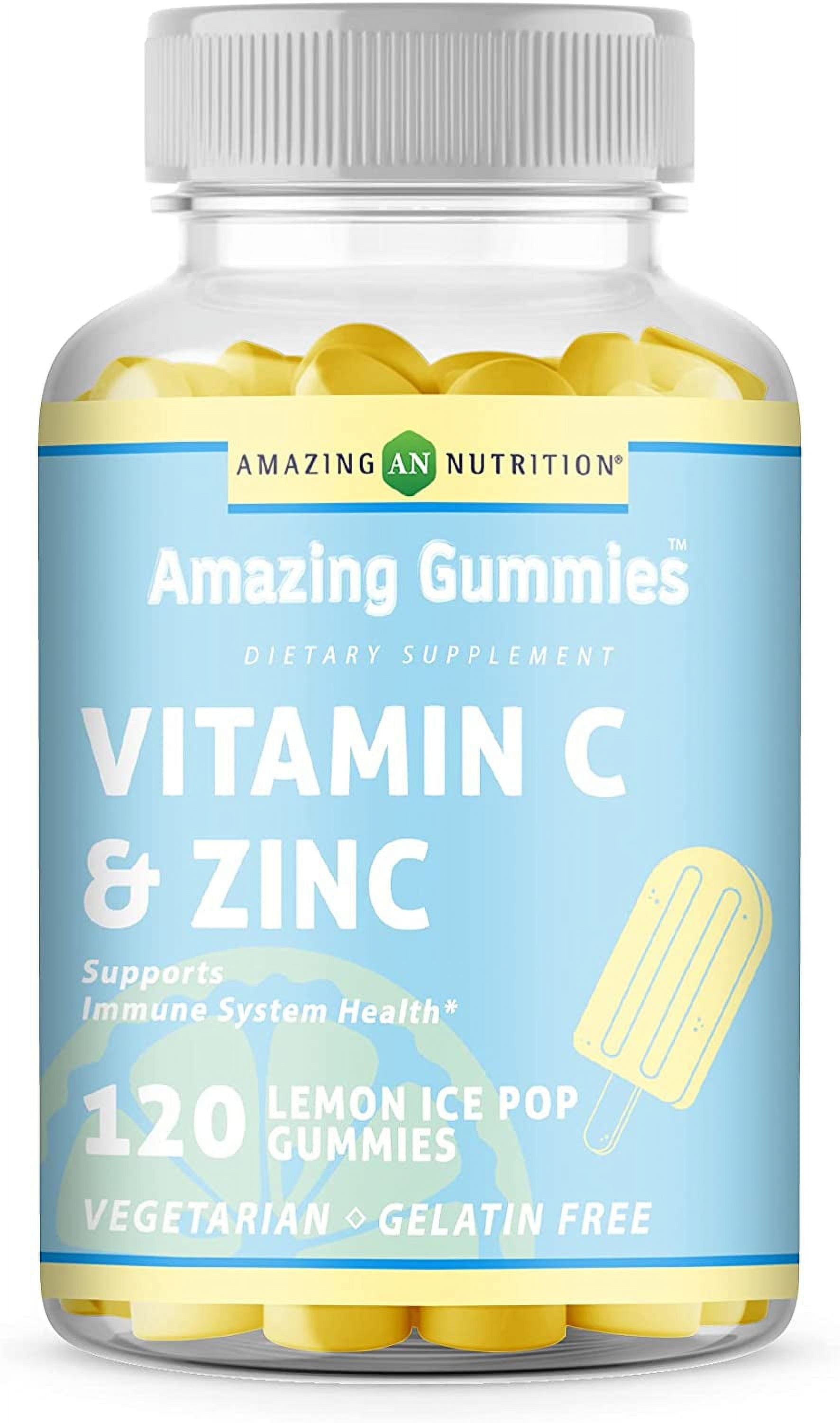 Amazing Nutrition Gummies, Vitamin C & Zinc, Immune Support, Vegetarian ...
