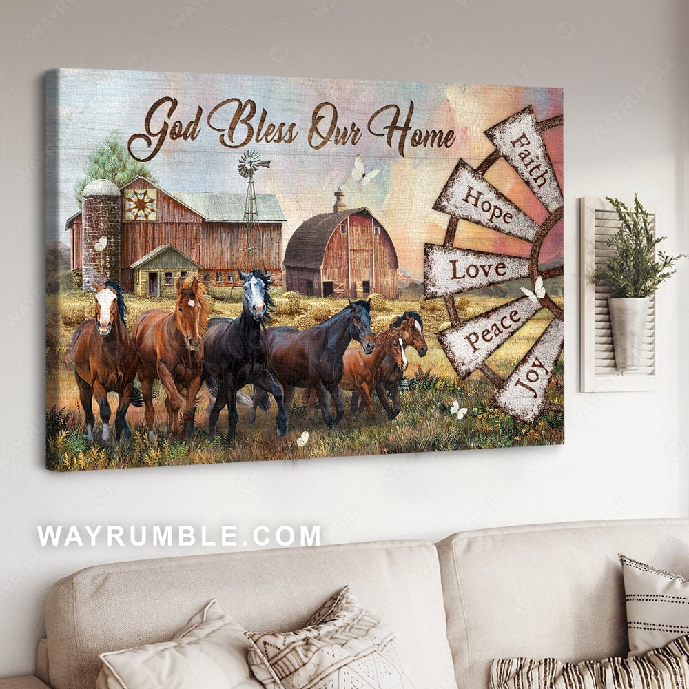 Amazing Horses Beautiful Farm Windmill Drawing God Bless Our Home ...