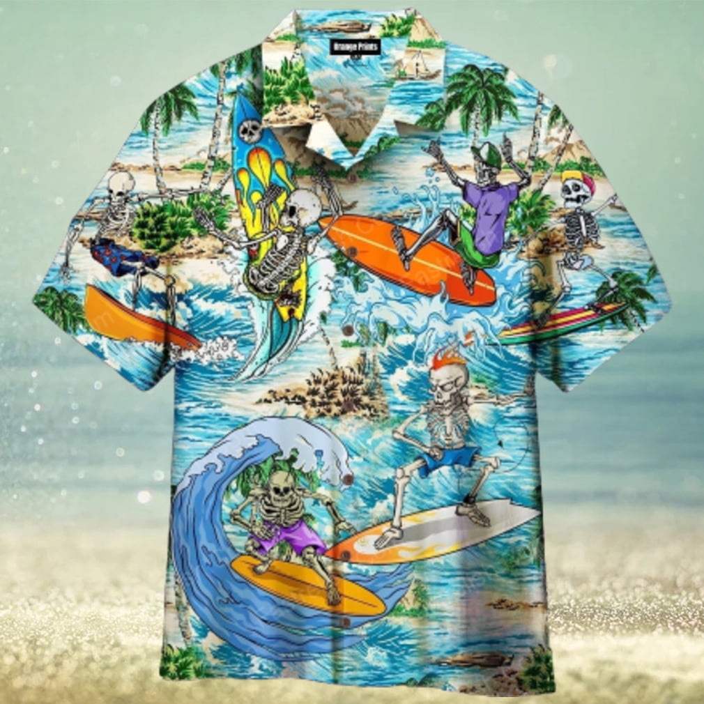 Amazing Hot Summer Skeleton Surfing The Beach Aloha Hawaiian Shirt ...
