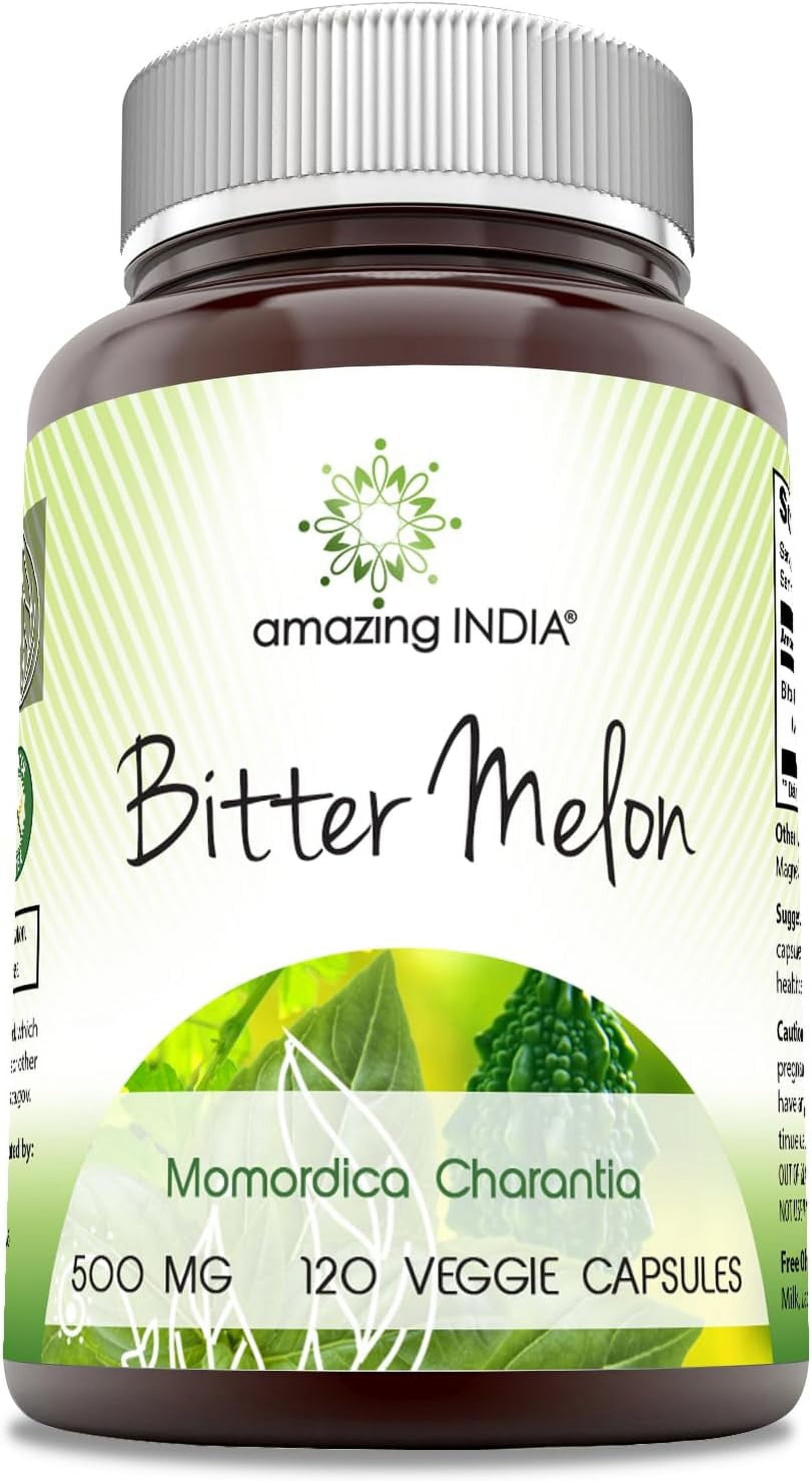 Amazing India Bitter Melon 1000 mg Per Serving 240 Veggie Capsules ...