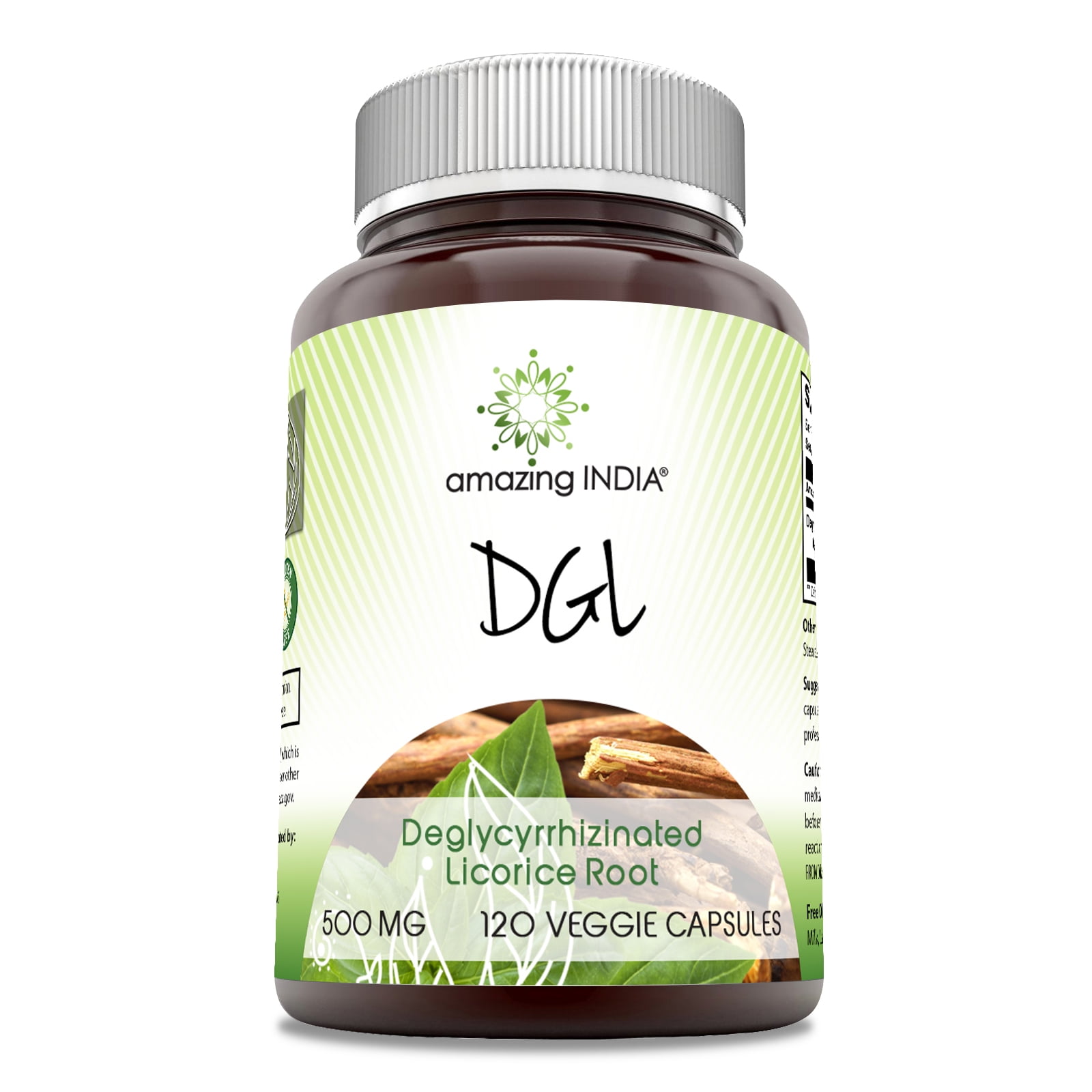 Amazing India DGL(Deglycyrrhizinated licorice root) 500 mg 120 Veggie ...