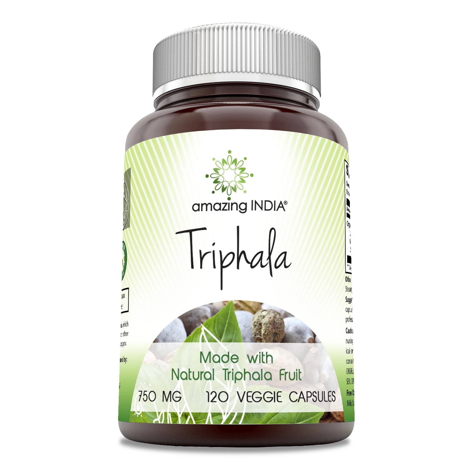 Amazing India Organic Triphala Supplement, 750 Mg, 120 Capsules ...
