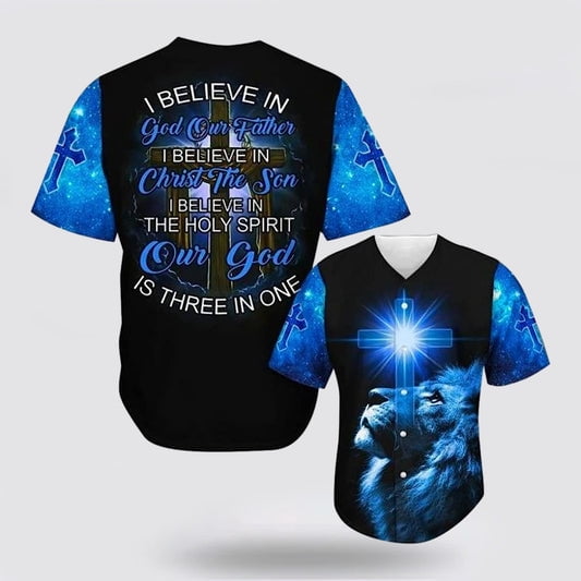 Amazing Lion I Believe in God Blue Baseball Jersey Jesus - Hot Sale ...