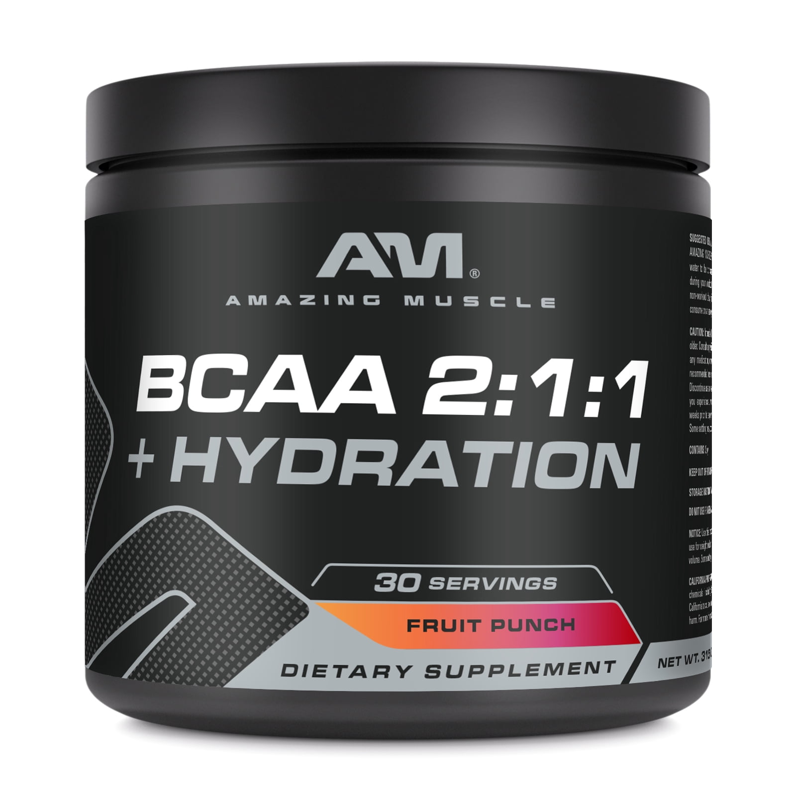 Amazing Muscle BCAA 2:1:1 315 Grams Powder Natural Fruit Punch Flavor ...