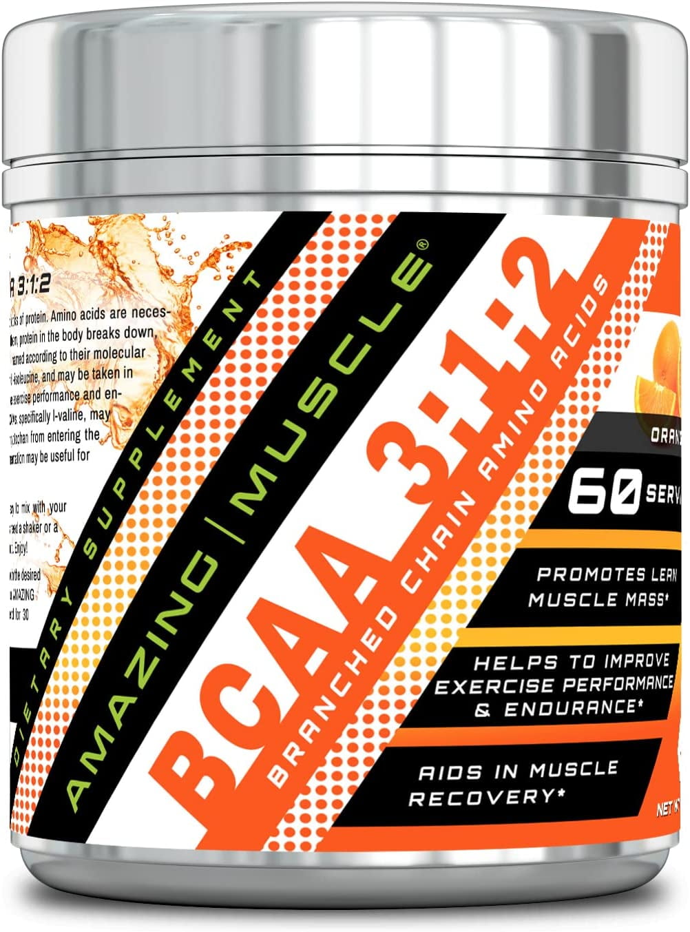 Amazing Muscle BCAA 3-1-2-60 Servings with Enhanced Chain Amino Acids ...