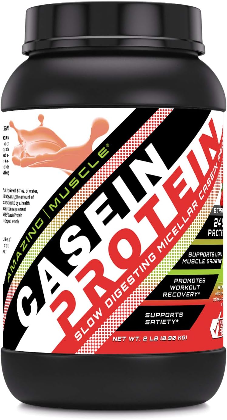 Amazing Muscle Casein Protein 2 Lbs Strawberry Flavor Supplement | 27 ...