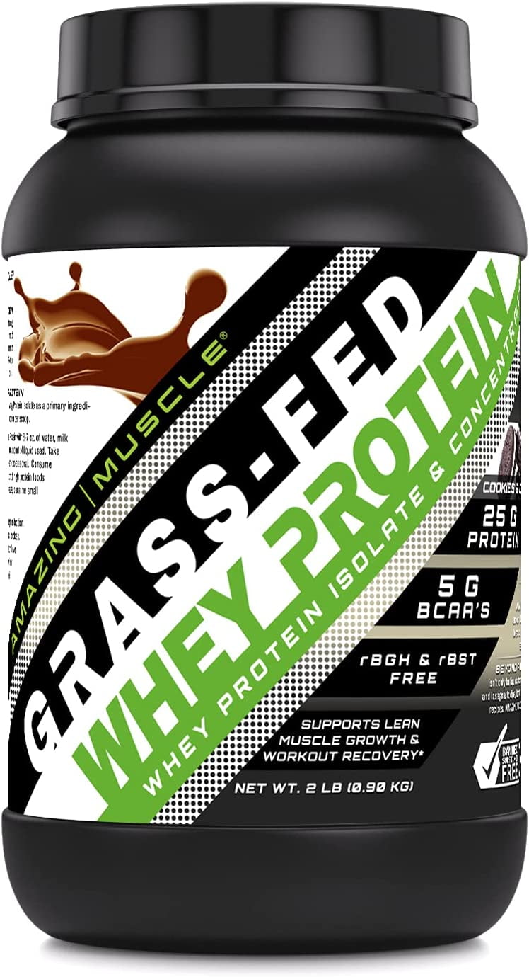 Amazing Muscle Grass Fed Whey Protein (Isolate & Concentrate) - 2Lbs ...