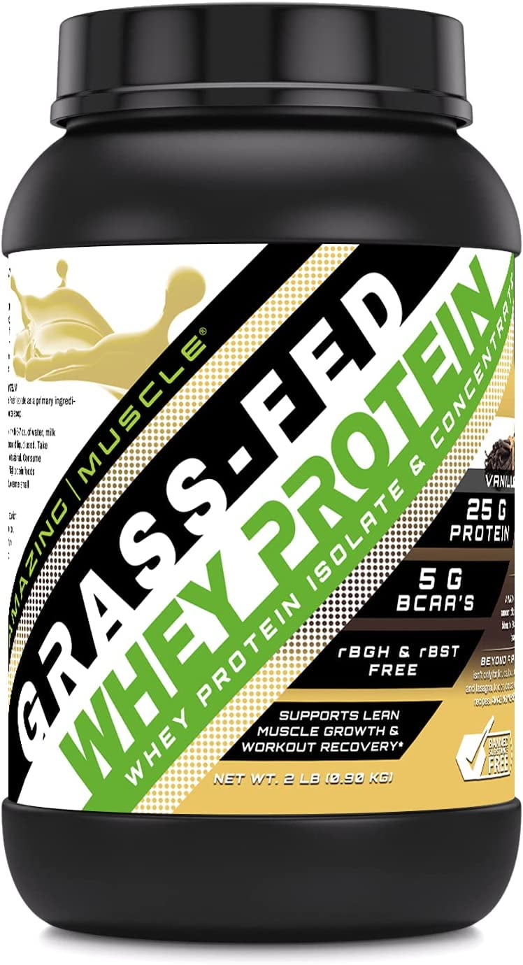 Amazing Muscle Grass Fed Whey Protein (Isolate & Concentrate)- 2Lbs ...