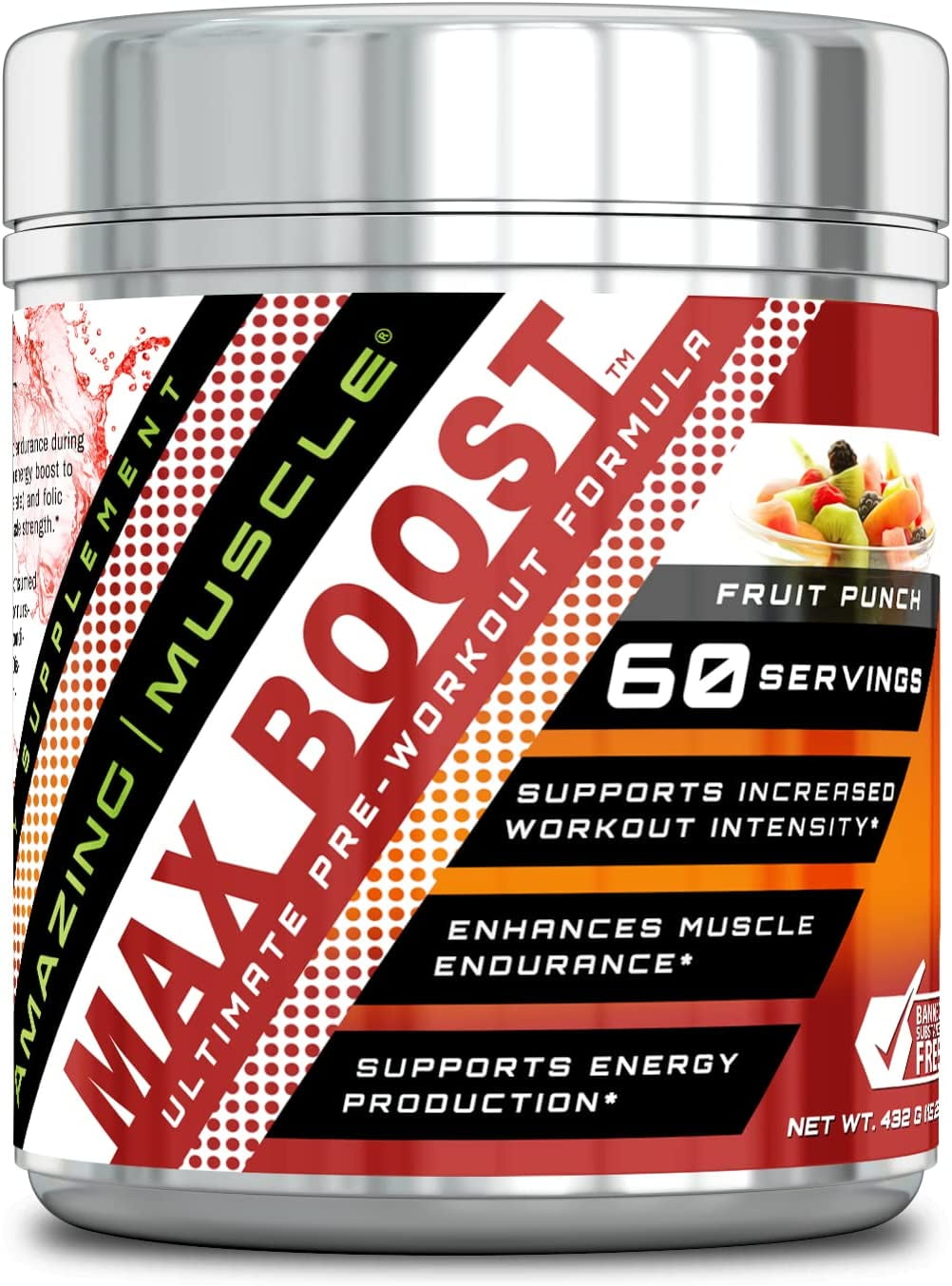Amazing Muscle Max Boost Pre-Workout Formula, 60 Servings - Sucralose ...
