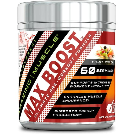 Amazing Muscle Max Boost Pre-Workout Formula, 60 Servings - Sucralose ...