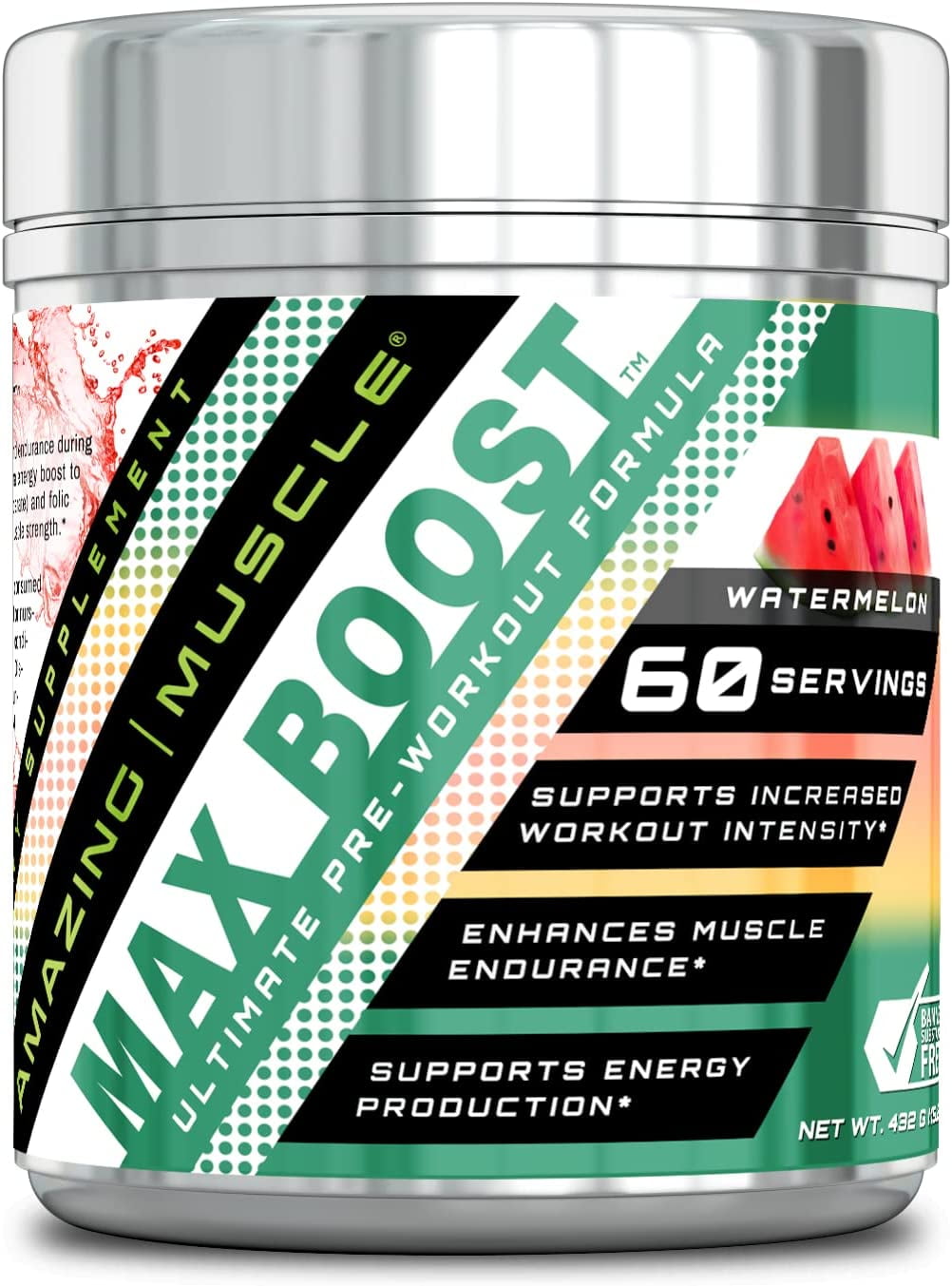 Amazing Muscle Max Pre-Workout Formula, 60 Servings -Sucralose ...