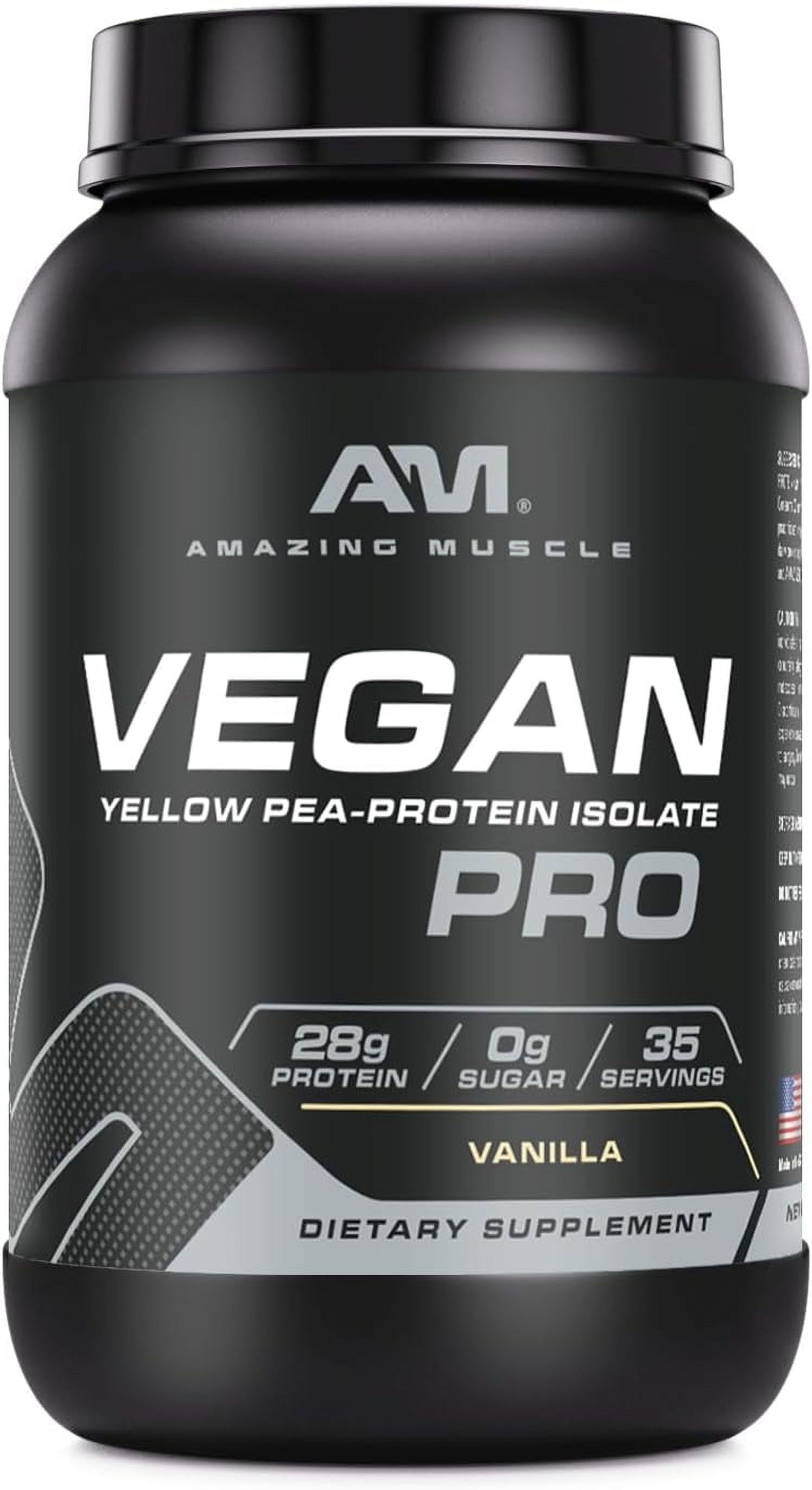 Amazing Muscle Vegan Protein Powder 3Lbs Vanilla Flavor | Yellow Pea ...