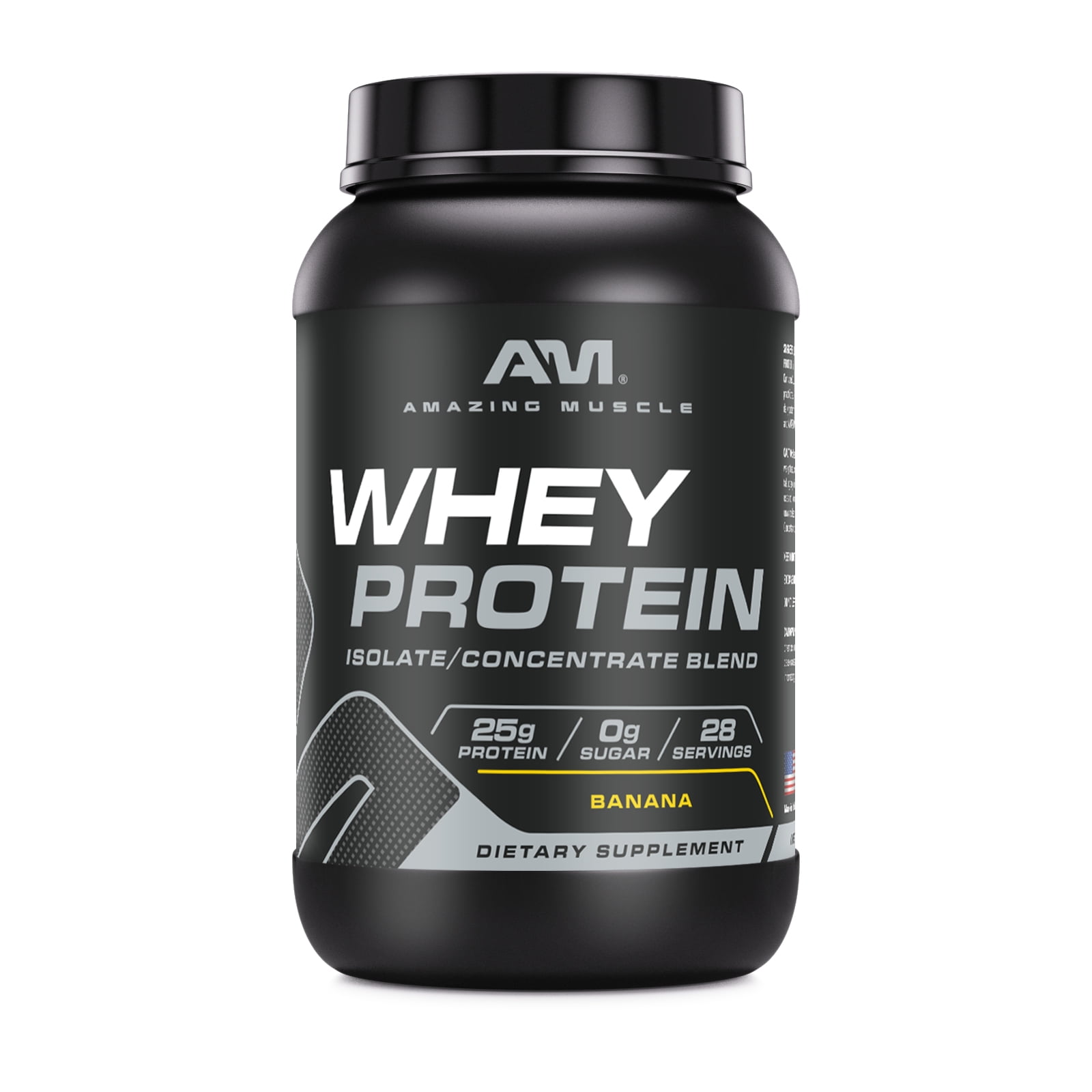 Amazing Muscle Whey Protein Isolate & Concentrate Banana Flavor 2 Lbs ...