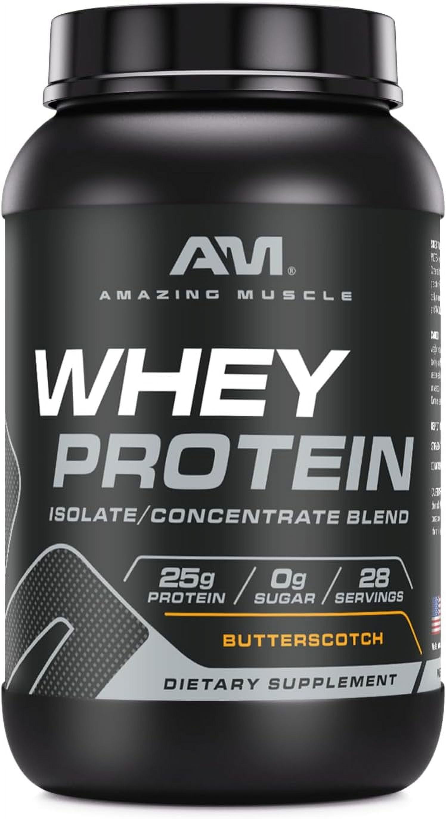 Amazing Muscle Whey Protein (Isolate & Concentrate) 2 Lbs Powder ...