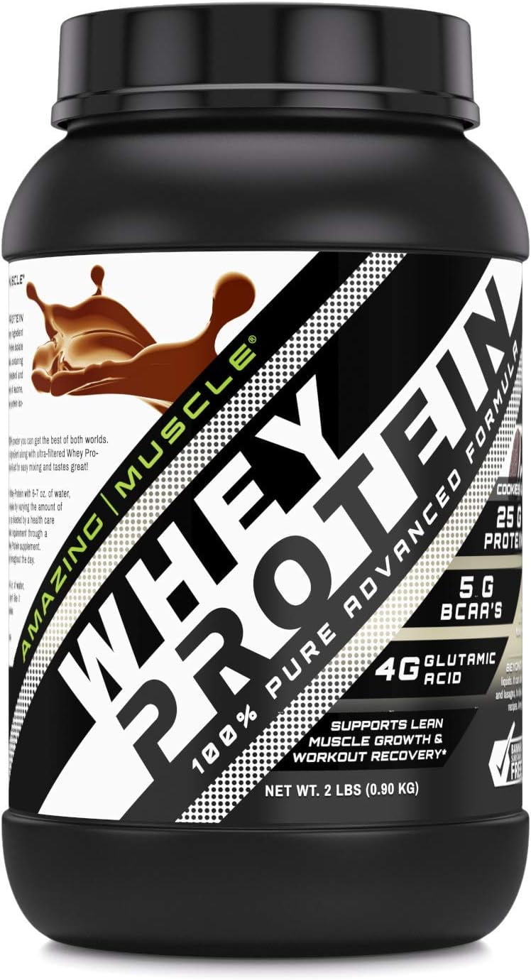 Amazing Muscle Whey Protein Isolate & Concentrate, 2 Lbs, Cookies ...