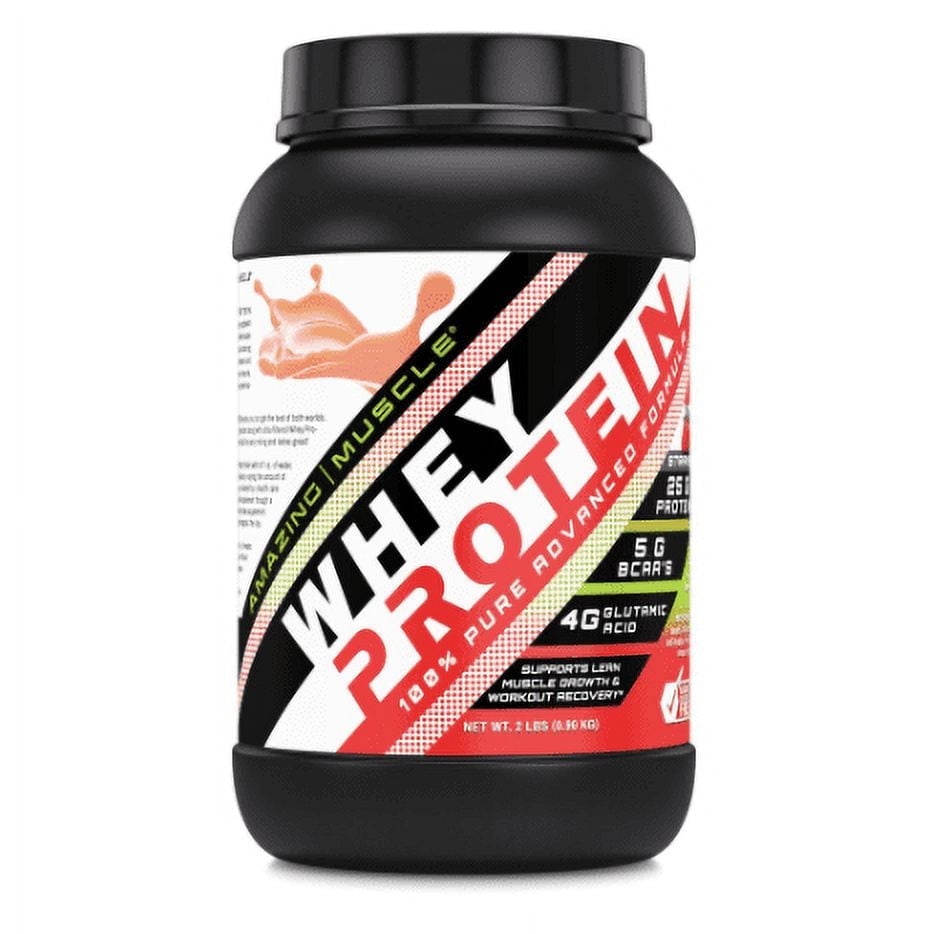 Amazing Muscle Strawberry Whey Protein Isolate & Concentrate 2 Lbs ...