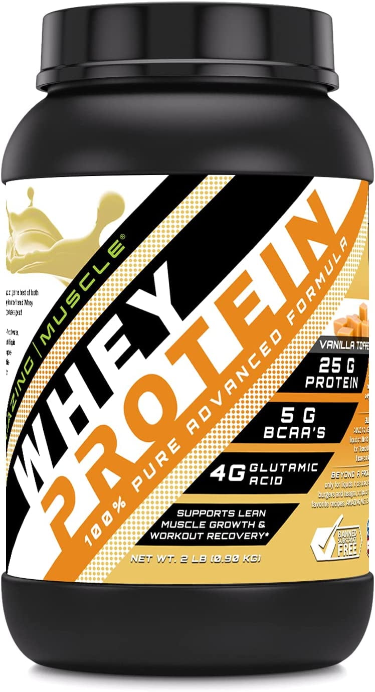 Amazing Muscle Whey Protein Powder, Vanilla Toffee, 2 Lbs, Isolate ...