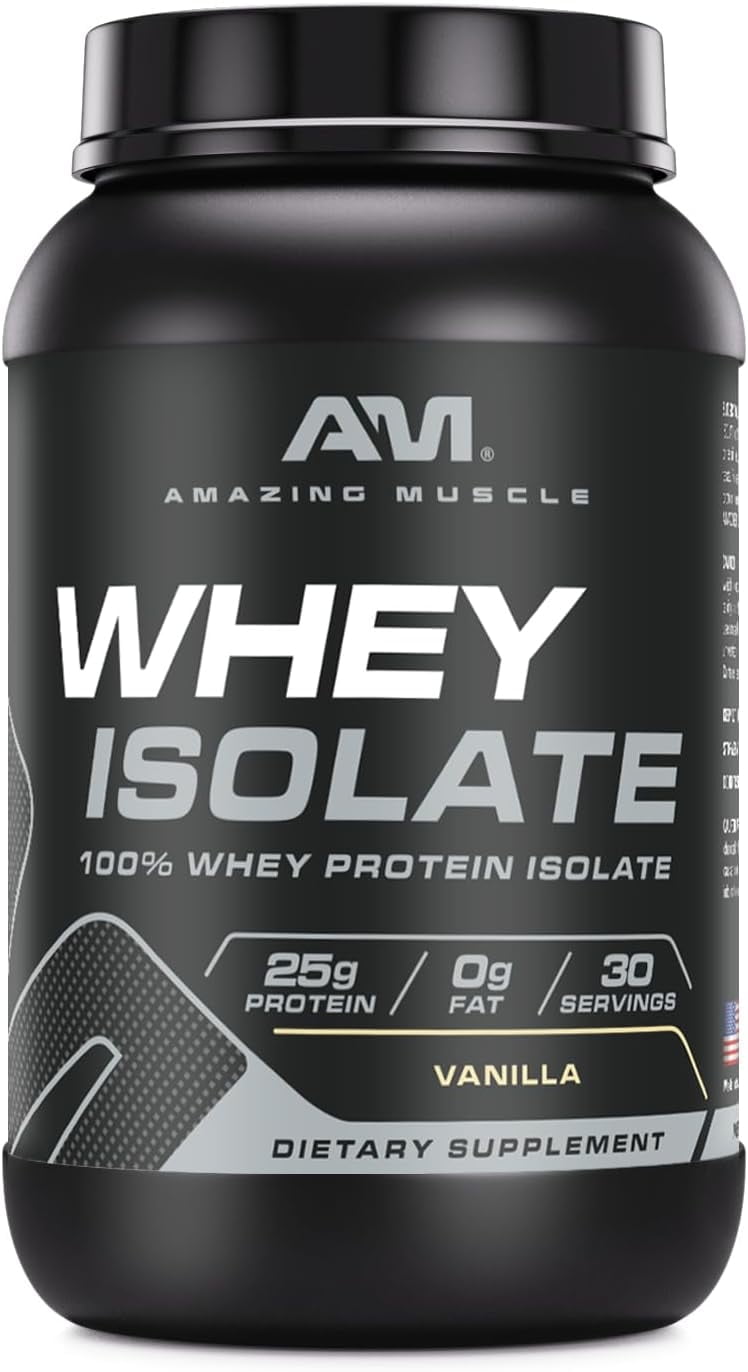 Amazing Muscle Whey Protein Isolate Powder 2Lbs Vanilla Flavor | 25 ...