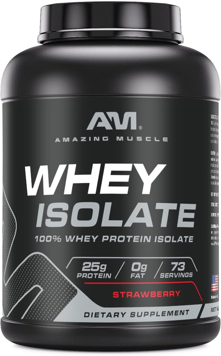 Amazing Muscle Whey Protein Isolate Powder 5 Lbs Strawberry Flavor | 25 ...