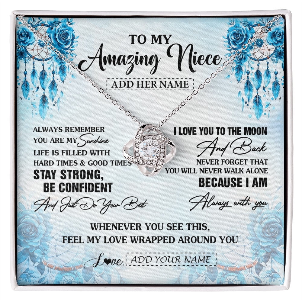 Amazing Niece Dreamcatcher Big Hug Necklace, White Love Knot Necklace ...