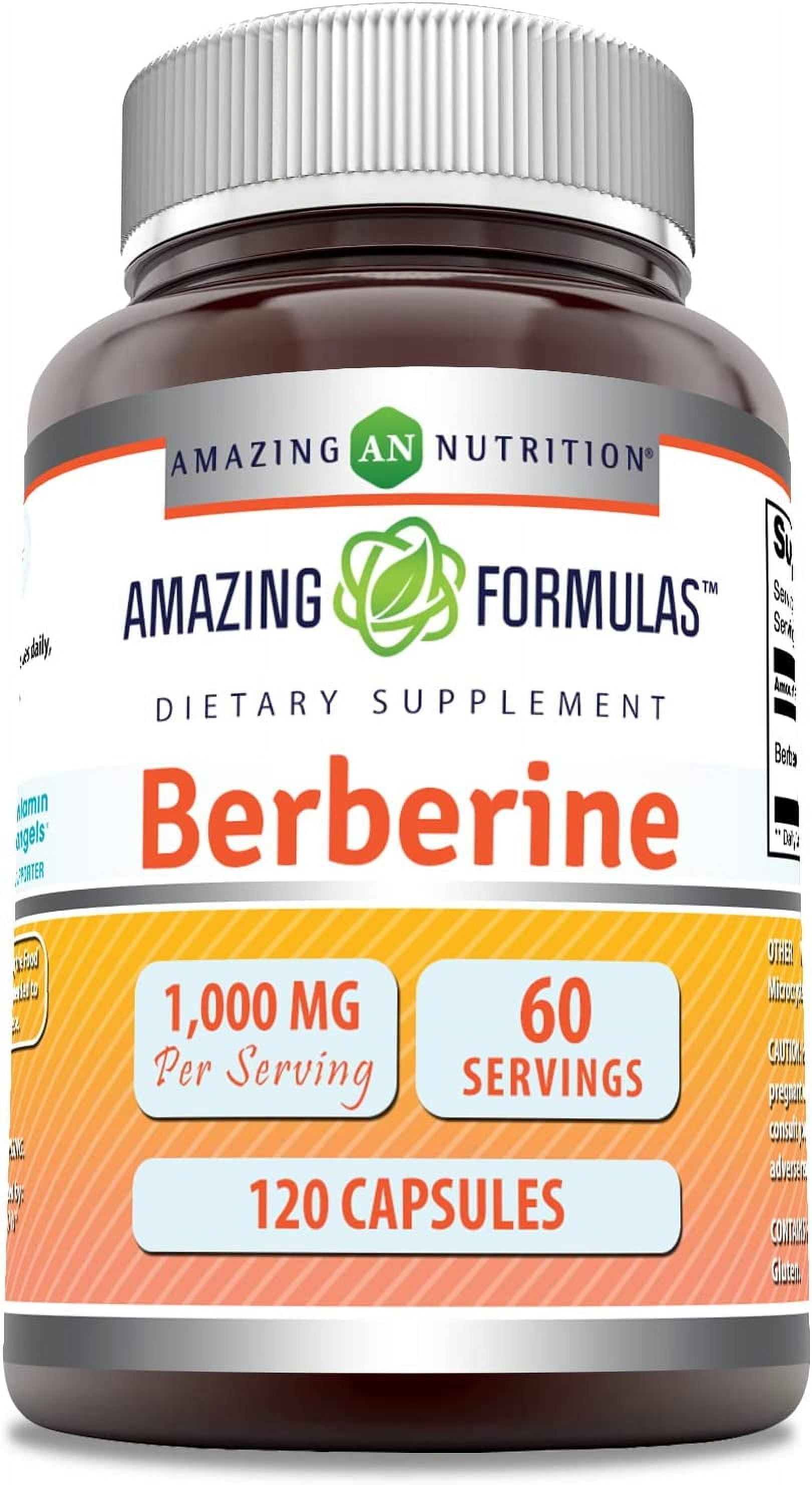 Amazing Formulas Berberine 1000mg, 120 Non-GMO, Gluten Free Capsules ...