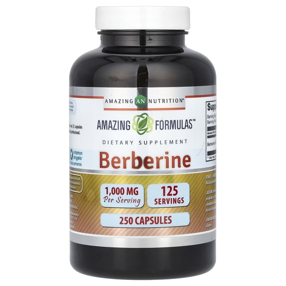 Amazing Formulas Berberine 1000 mg, 250 Capsules, Supports Glucose and ...