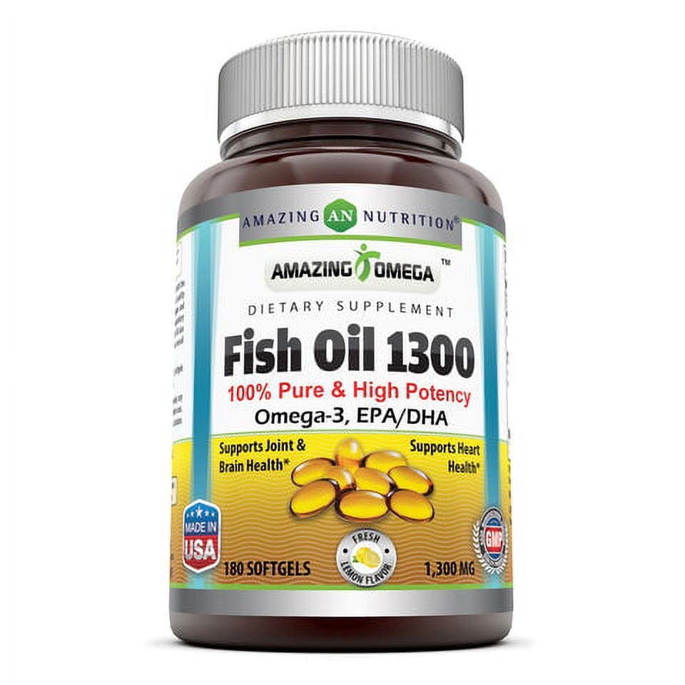 Amazing Omega Fish Oil 1300 Mg Per Serving 180 Softgels Supplement ...