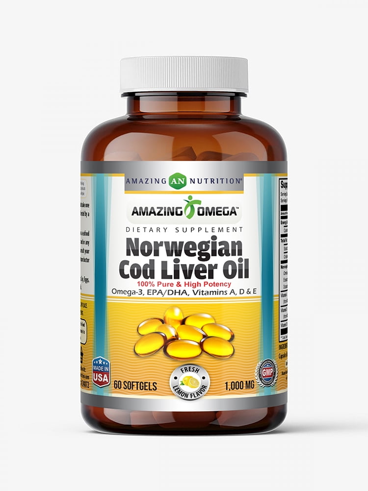 Amazing Omega Norwegian Cod Liver Oil 1000 Mg Softgels Supplement ...