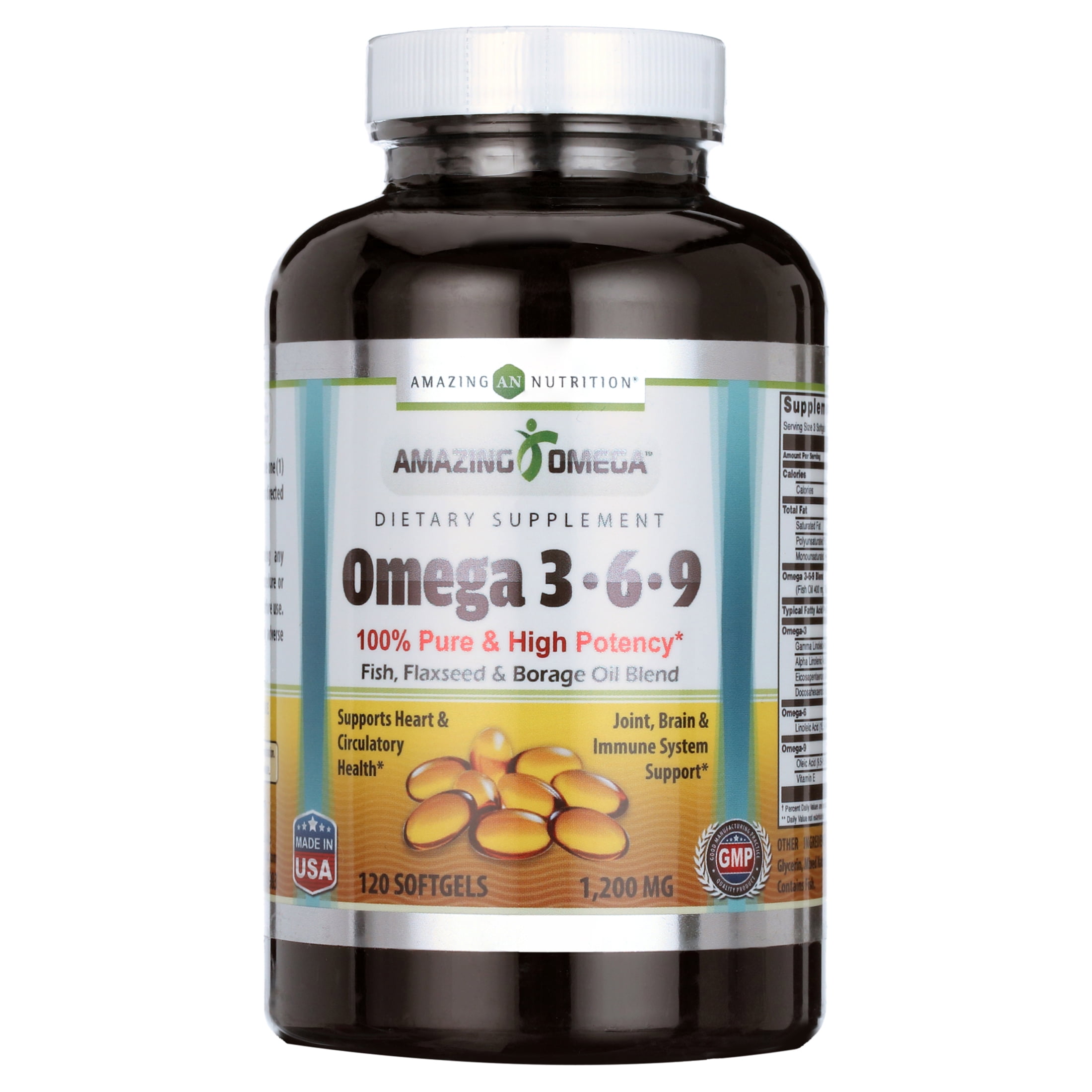 Amazing Omega Omega 3 6 9 1200 Mg 120 Softgels - Walmart.com