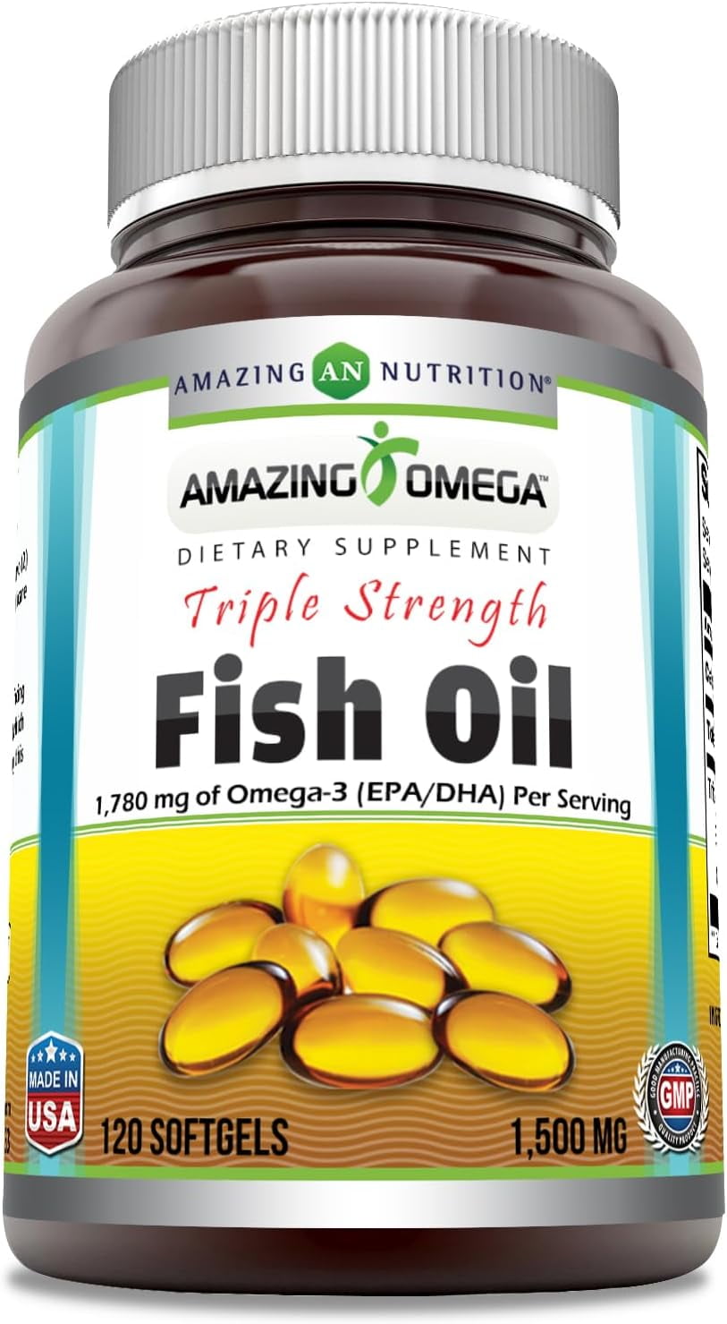 Amazing Omega Triple Strength Fish Oil 1500 Mg, 120 Gel Capsules, Non ...