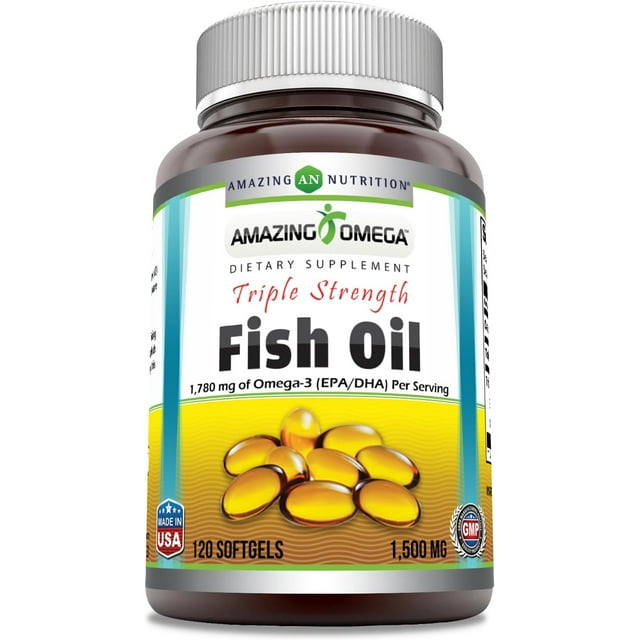 Amazing Omega Triple Strength Fish Oil 1500 Mg, 120 Gel Capsules, Non ...