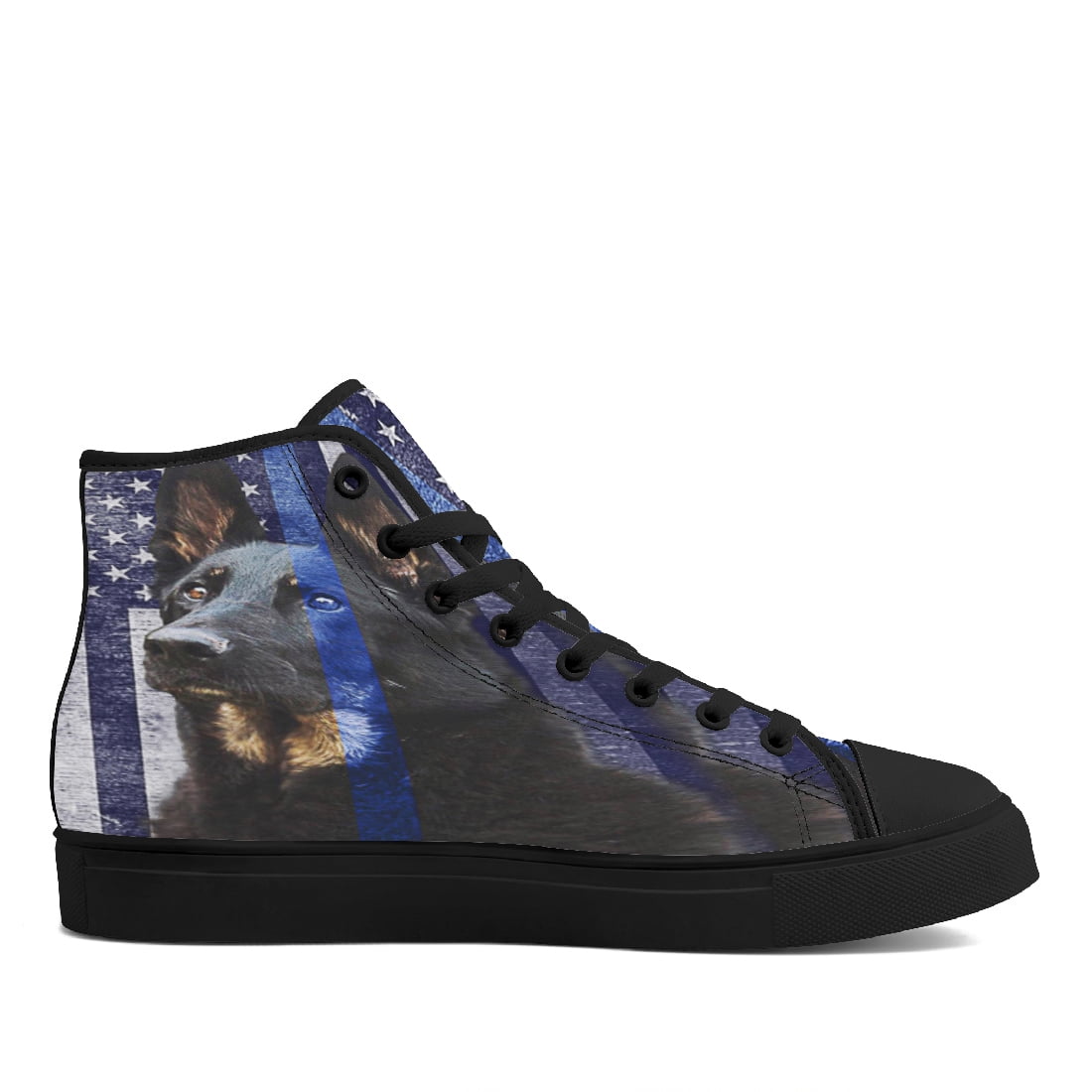 Amazing Police K9 Thin Blue Line High Top Canvas Shoes Sneakers Black ...