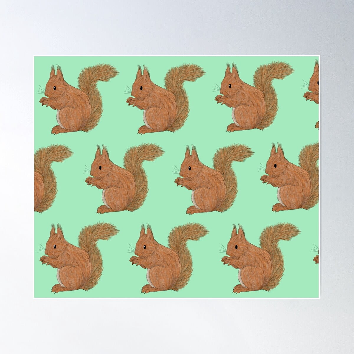 Amazing Red Squirrel Poster Wall Art, Modern Wall Decor For Living Room ...
