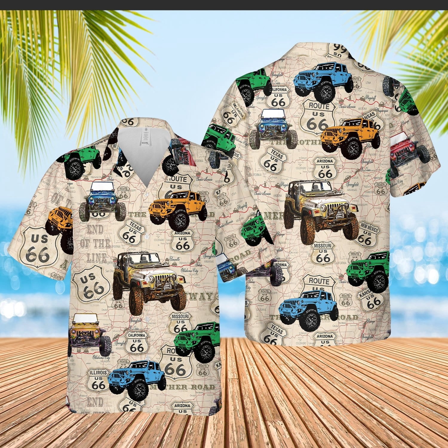Amazing Route Us 66 Jeep Unisex Hawaiian Shirts title - Walmart.com