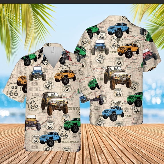 Amazing Route Us 66 Jeep Unisex Hawaiian Shirts title - Walmart.com