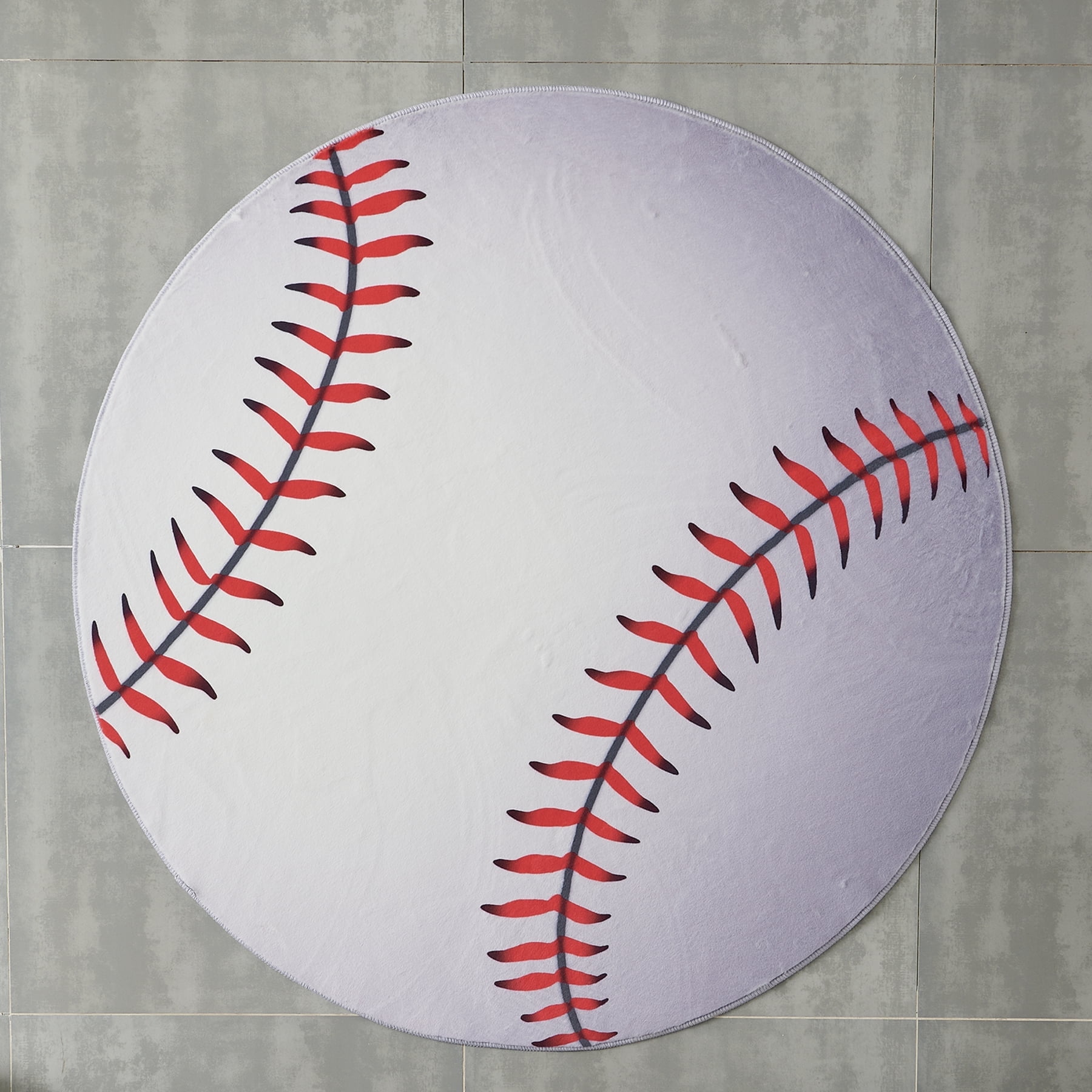 "Sports Theme" Shaped Printed Low Pile Area Rug (4-ft Diameter ...